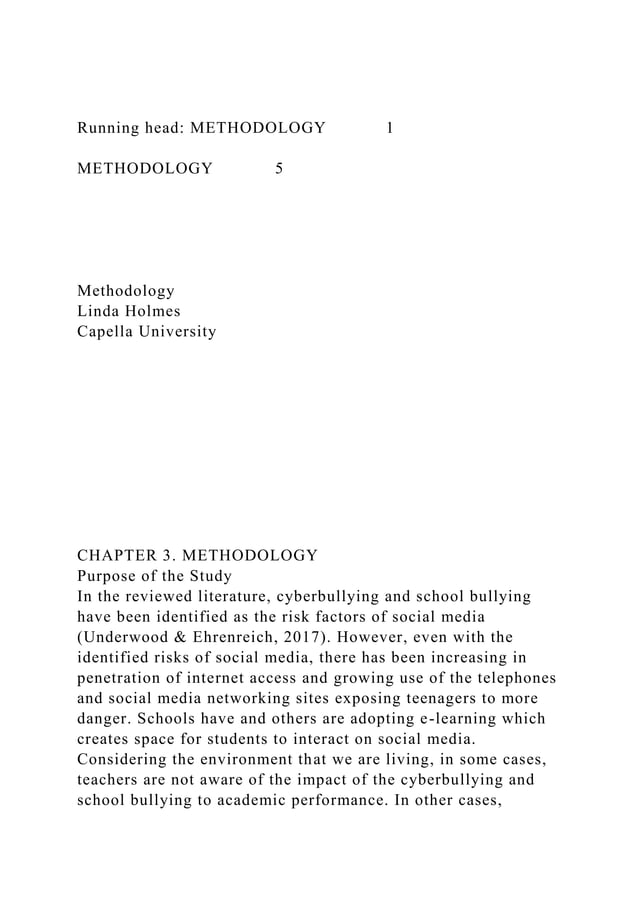 Running head METHODOLOGY 1METHODOLOGY 5Method.docx