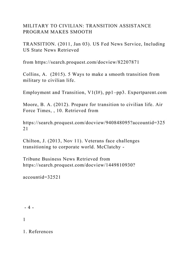 Running head MILITARY TO CIVILIAN LIFE 1 How to transit.docx