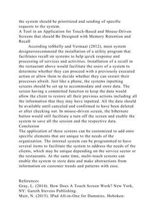 Running head MULTI-TOUCH SCREENS VS. MOUSE-DRIVEN SCREENS 1.docx