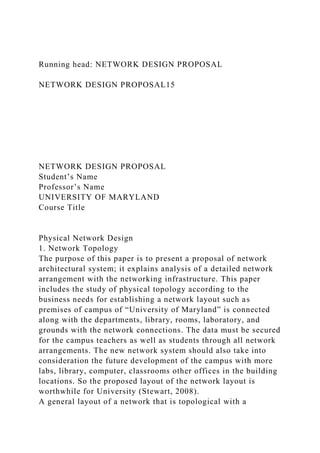 Running head NETWORK DESIGN PROPOSALNETWORK DESIGN PROPOSAL.docx