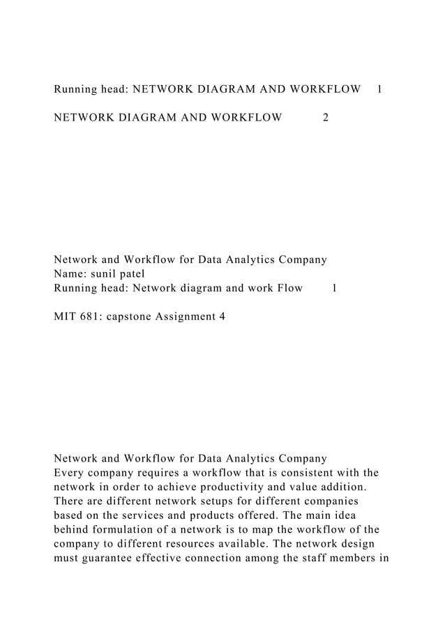 Running head NETWORK DIAGRAM AND WORKFLOW1NETWORK DIAGRAM AN.docx