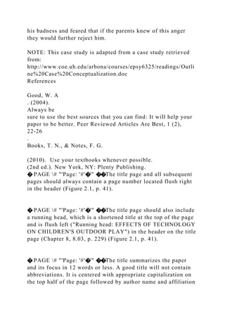 Running head OBJECT RELATIONS CASE STUDY .docx