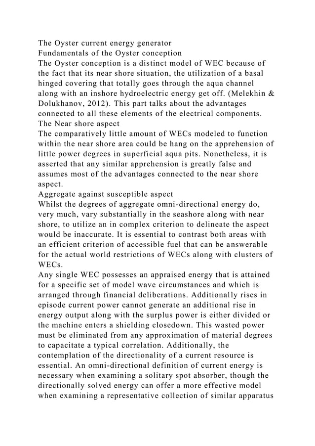 Running head OYSTER WAVE POWER GENERATOR .docx | Weather | Science