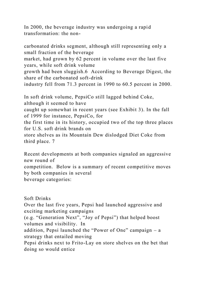 Running head PEPSI VS. COKE CASE STUDY .docx