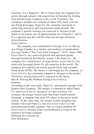 Running head PEPSI VS. COKE CASE STUDY .docx