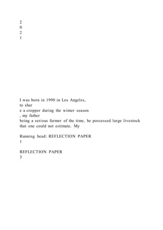 Running head personal reflection paper | DOCX