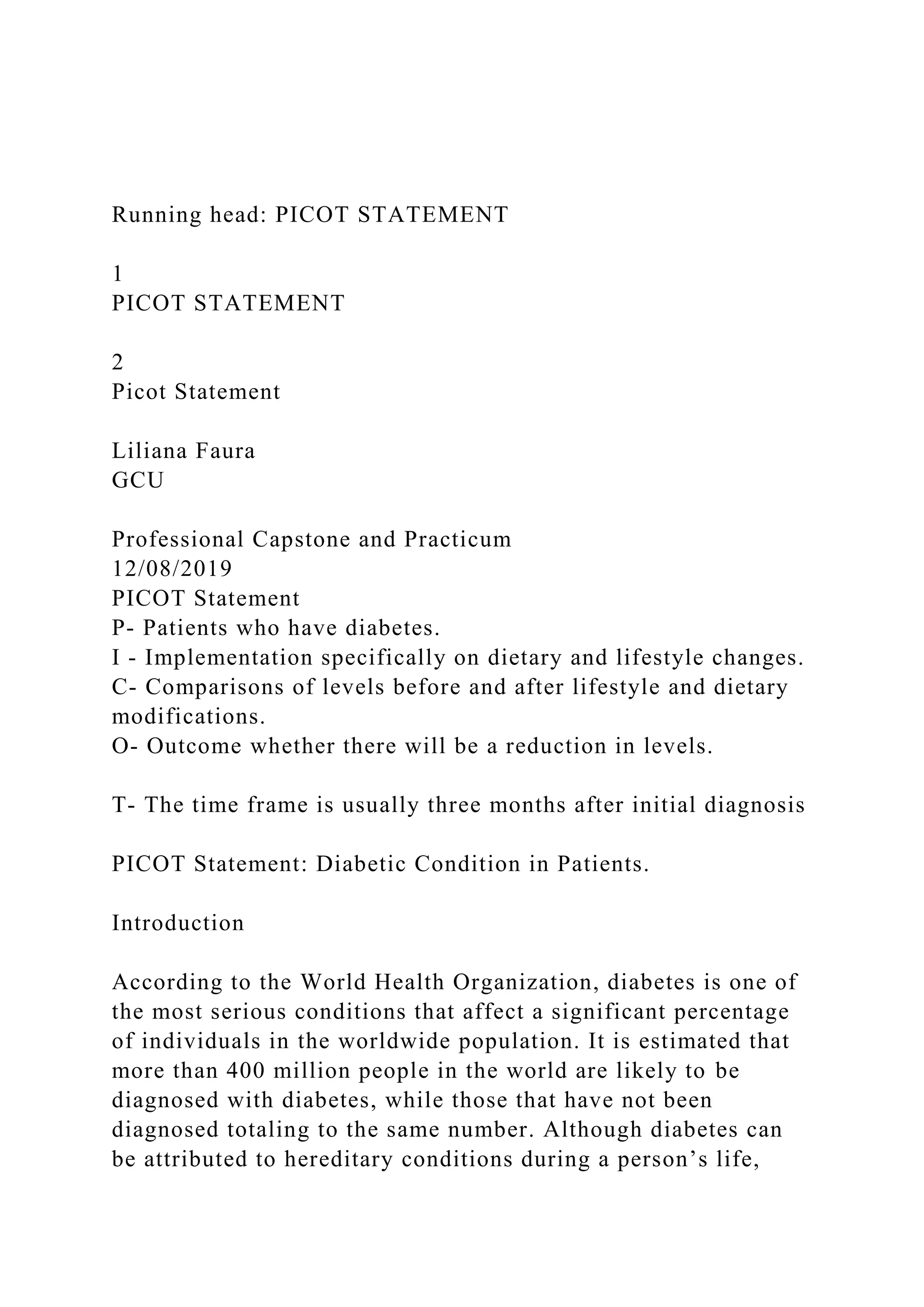 Running head PICOT STATEMENT1PICOT STATEMENT2Picot .docx