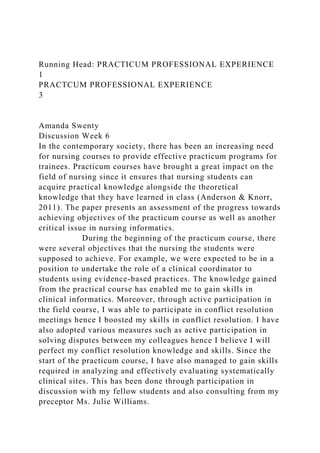 Running Head PRACTICUM PROFESSIONAL EXPERIENCE .docx