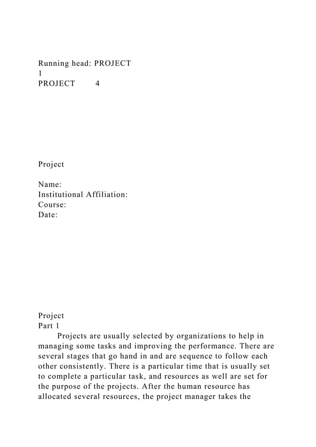 Running head PROJECT .docx