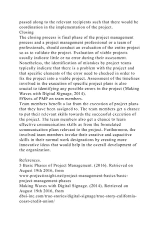 Running head PROJECT MANAGEMENT.1PROJECT MANAGEMENT.2.docx