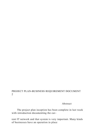 Running Head PROJECT PLAN-BUSINESS REQUIREMENT DOCUMENT .docx