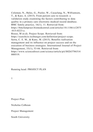 Running head PROJECT PLAN1PROJECT PLAN 5Proje.docx
