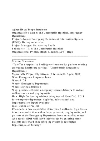 Running head PROJECT SCOPE AND CHARTER1PROJECT SCOPE AND CH.docx ...