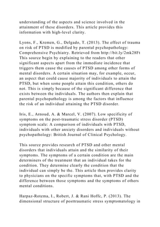 Running head PTSD ANNOTATED BIBLIOGRAPHY 1PTSD ANNOTATED .docx