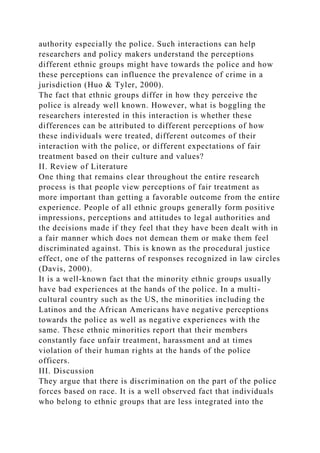 Running head PUBLIC OPINION OF POLICE BY DIFFERENT ETHNIC GROUPS .docx