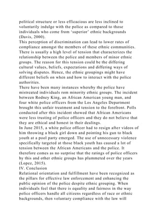 Running head PUBLIC OPINION OF POLICE BY DIFFERENT ETHNIC GROUPS .docx