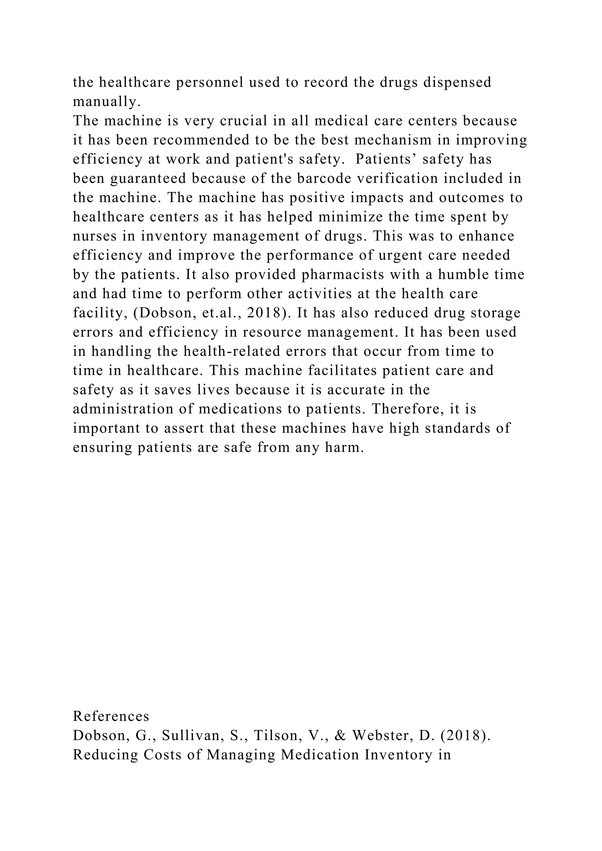 Running head PYXIS MEDICATION DISPENSING SYSTEM1PYXIS MED.docx