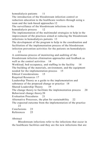 Running head QI ESSAY BLOODSTREAM INFECTION ELIMINATION OR REDUCT.docx