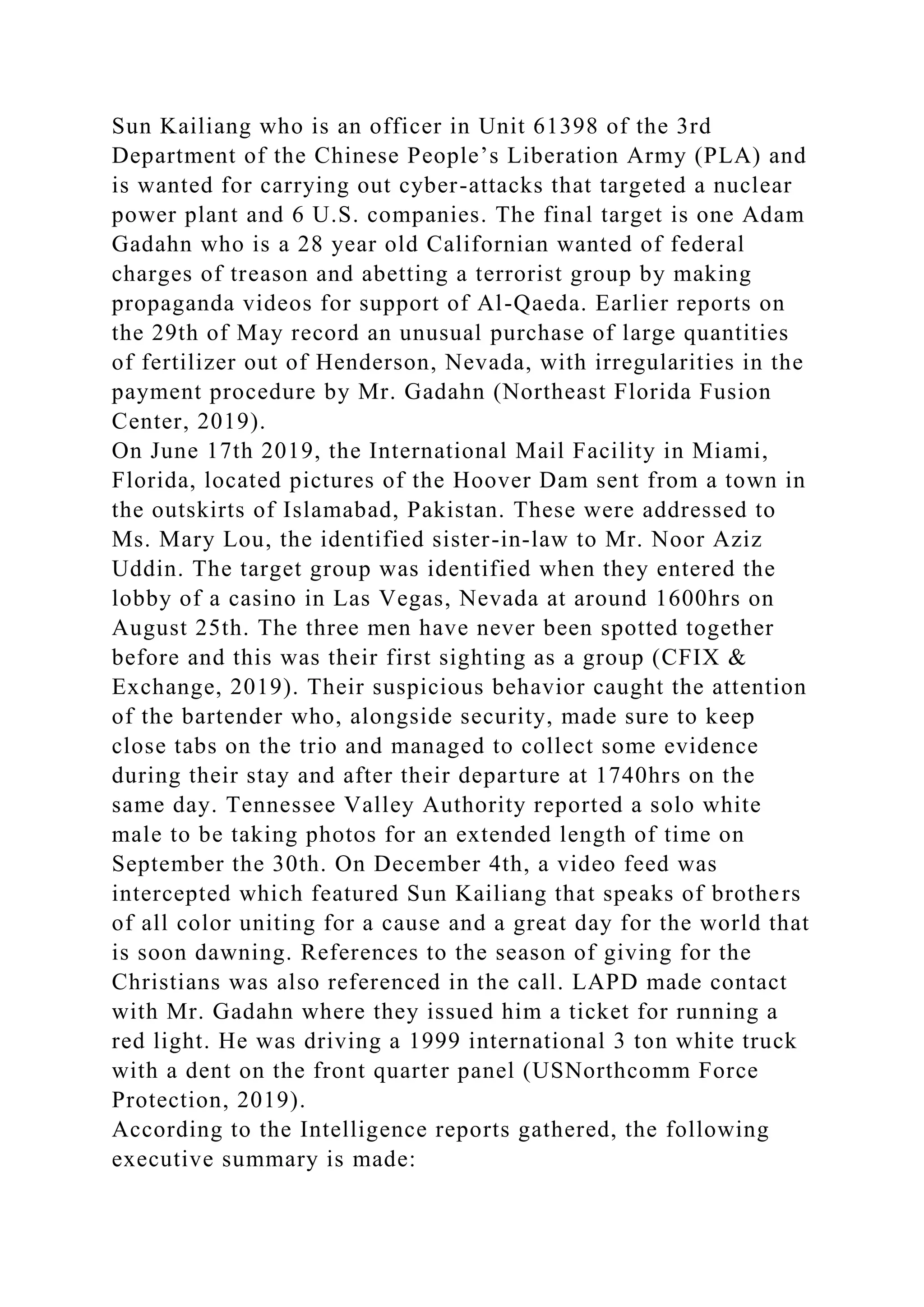 Running Head RECONNAISSANCE PLANRECONNAISSANCE PLAN.docx