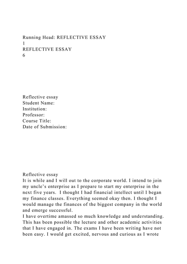 Running Head REFLECTIVE ESSAY .docx