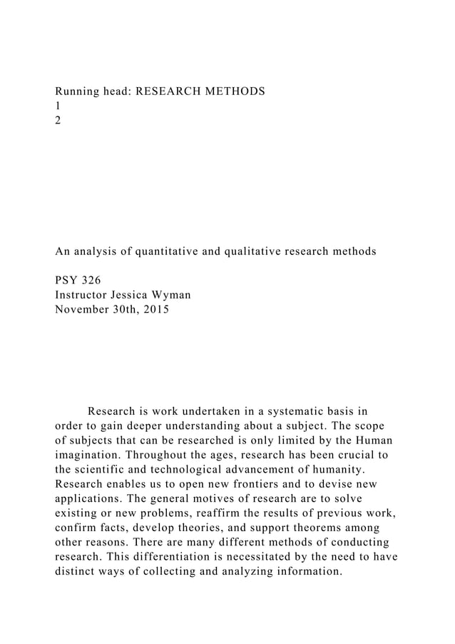 Running head RESEARCH METHODS .docx