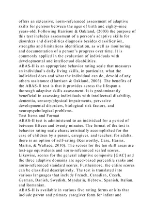 Running Head REVIEW OF ABAS-II STANDARDIZED TESTREVIEW OF ABAS-.docx