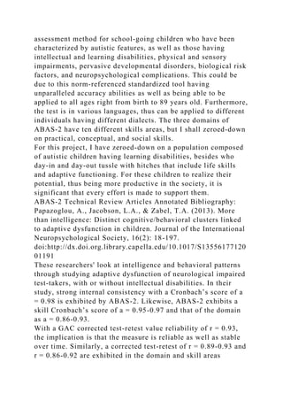 Running Head REVIEW OF ABAS-II STANDARDIZED TESTREVIEW OF ABAS-.docx