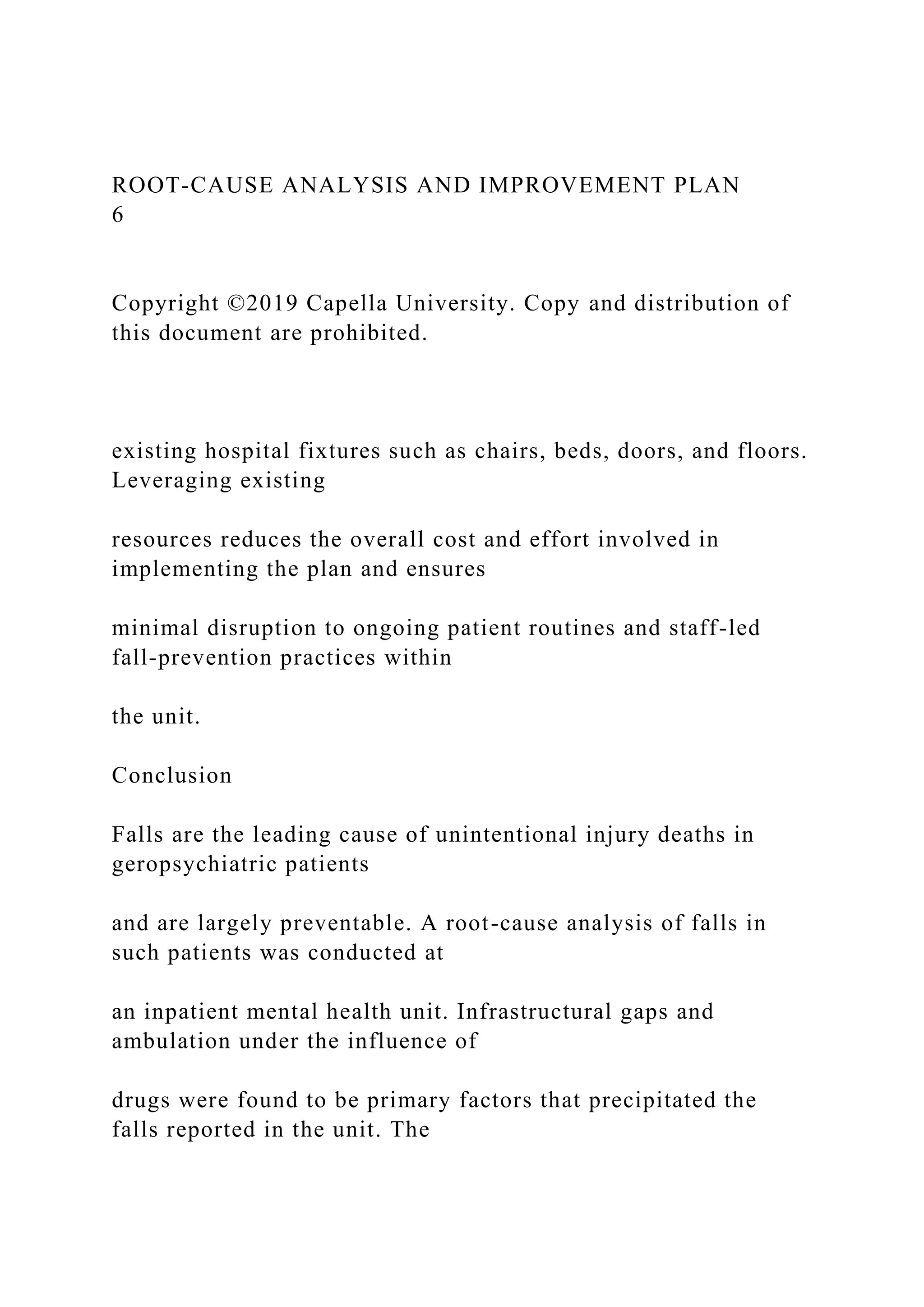 Running head ROOT-CAUSE ANALYSIS AND IMPROVEMENT PLAN .docx