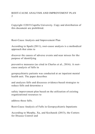 Running head ROOT-CAUSE ANALYSIS AND IMPROVEMENT PLAN .docx