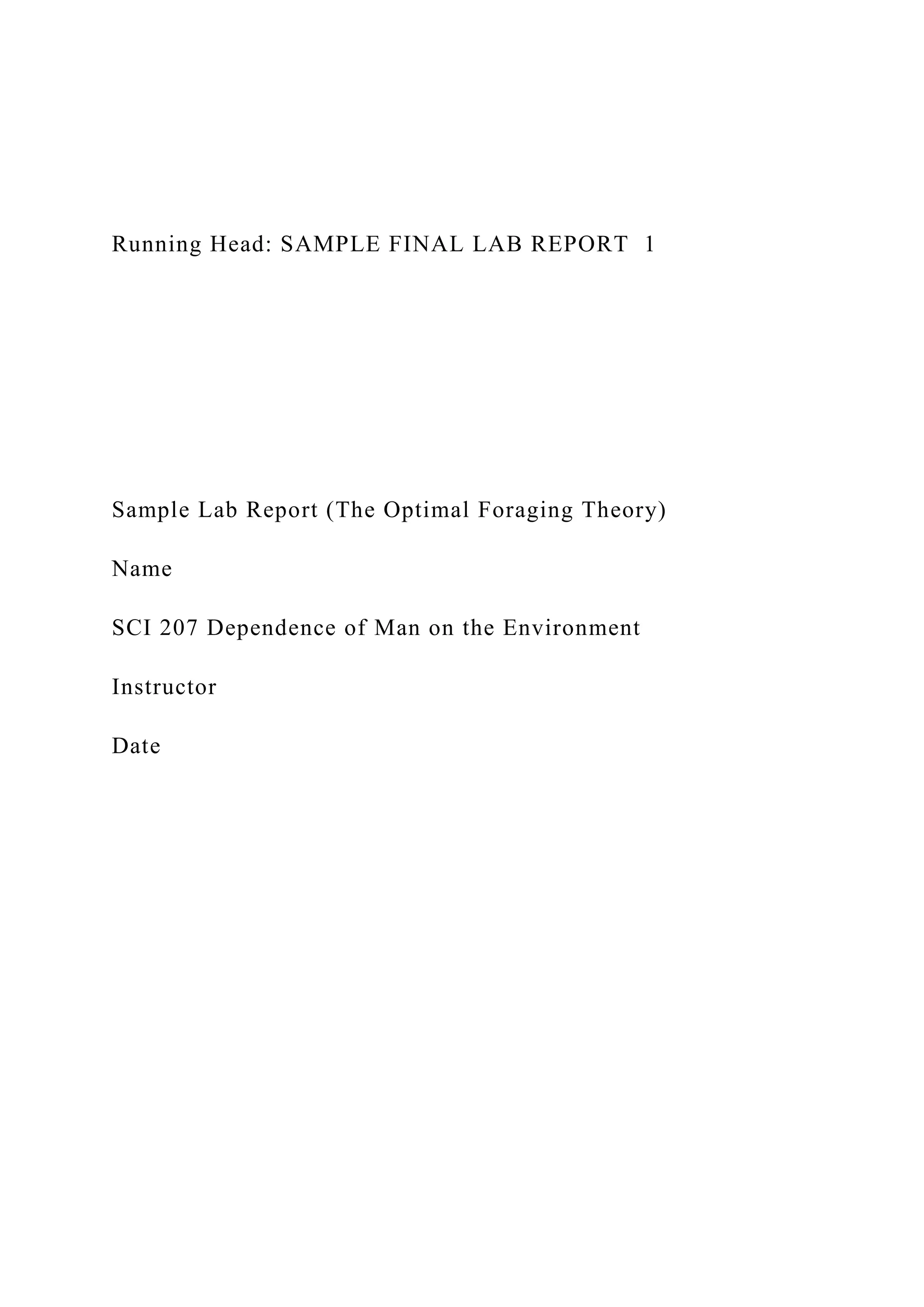 Running Head Sample Final Lab Report 1 Sa Docx Zoos Aquariums
