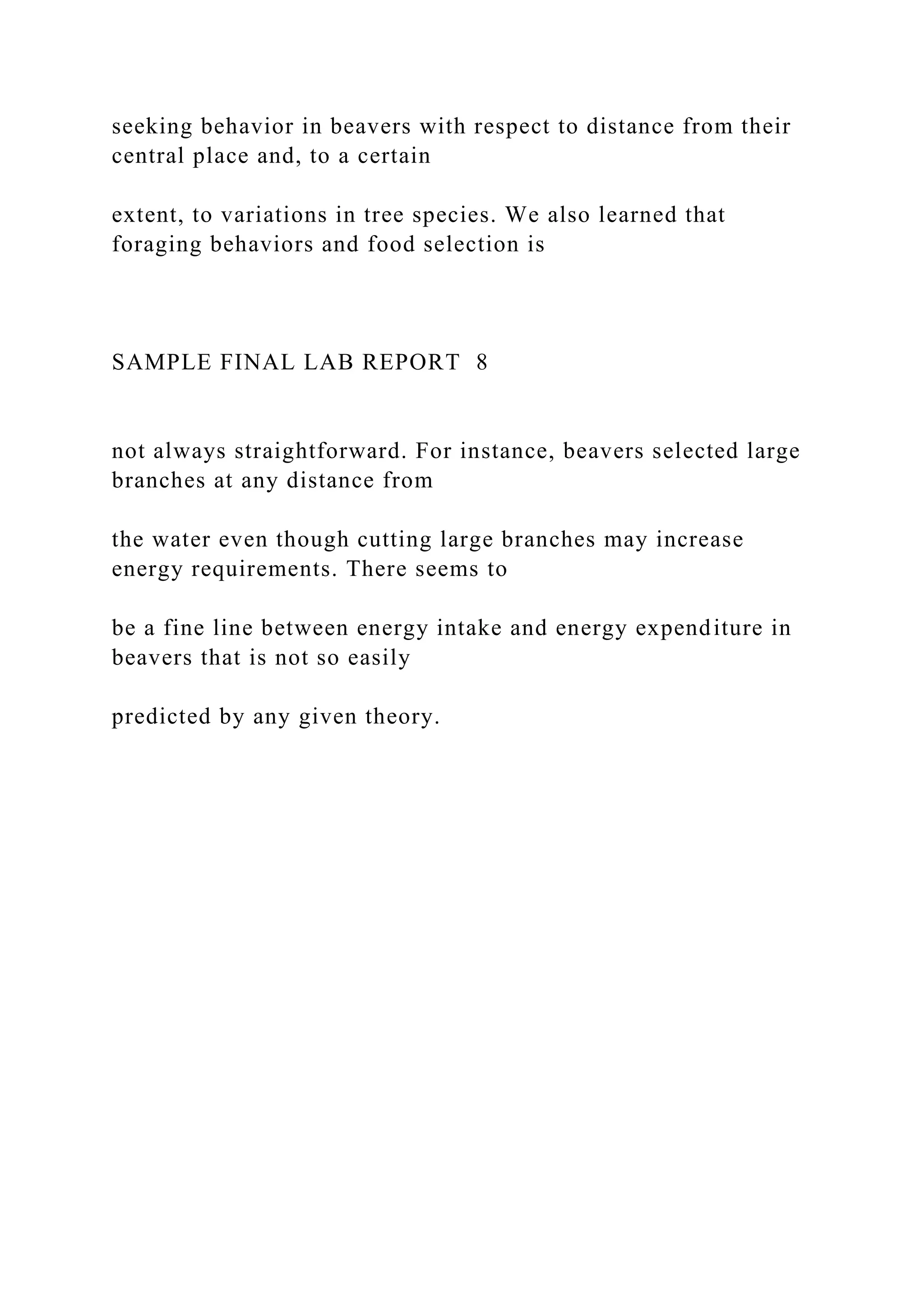 Running Head SAMPLE FINAL LAB REPORT 1 Sa.docx | Zoos & Aquariums ...