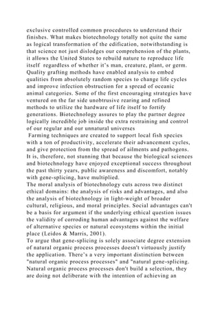 Running head SOCIAL AND ETHICAL IMPLICATION OF BIOTECHNOLOGY .docx