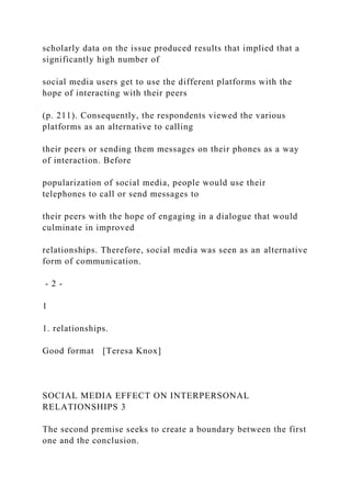Running head SOCIAL MEDIA EFFECT ON INTERPERSONAL RELATIONSHI.docx