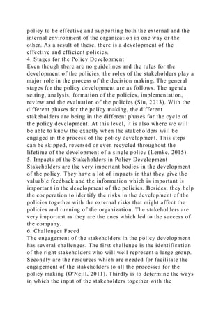 Running head STAKEHOLDERS ENGAGEMENT IN POLICY DEVELOPMENT .docx