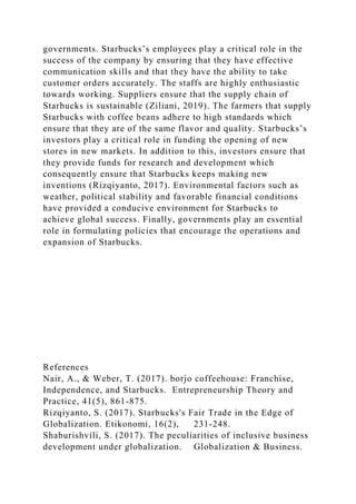 Running Head STARBUCKS’ GLOBAL EXPANSIONSTARBUCKS’ GLOBAL EXPAN.docx ...