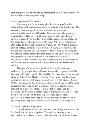 Running Head STARBUCKS’ GLOBAL EXPANSIONSTARBUCKS’ GLOBAL EXPAN.docx ...