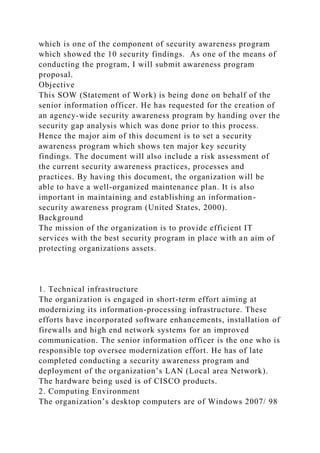 Running Head STATEMENT OF WORKSTATEMENT OF WORK .docx | Computer Networking | Computing