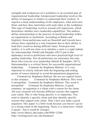 Running Head STATESMANSHIP IN ORGANIZATIONAL LEADERSHIP .docx