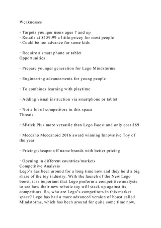 Running head Strategy and Positioning Analysis Lego Boost1.docx