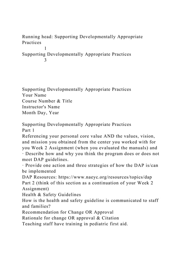Running head Supporting Developmentally Appropriate Practices.docx