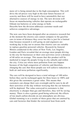 Running head SWOT ANALYSIS OF GENERAL MOTORS’ NEW DIVISION .docx