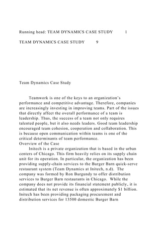 Running head TEAM DYNAMICS CASE STUDY1TEAM DYNAMICS CASE ST.docx