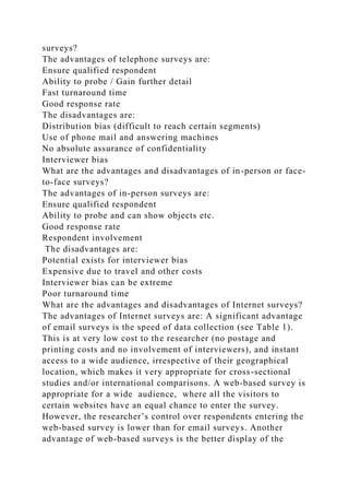 Running head THE ADVANTAGES AND DISADVANTAGES OF SURVEYS.docx