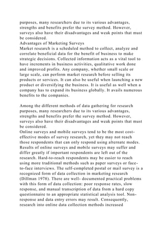 Running head THE ADVANTAGES AND DISADVANTAGES OF SURVEYS.docx