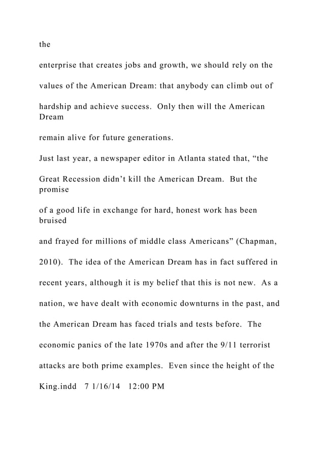 Running head THE AMERICAN DREAM 1The American Dream Dead.docx