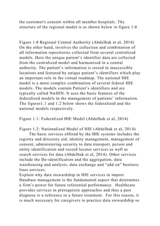 Running Head THE HEALTH INFORMATION EXCHANGE (HIE) IN U.S 1.docx