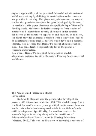 Running head THE PARENT-CHILD INTERACTION MODEL .docx