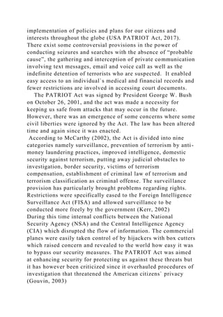 Running Head THE PATRIOT ACT OF THE USTHE PATRIOT ACT OF THE .docx