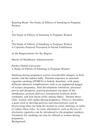 Running head The study of effects of smoking in pregnant women .docx
