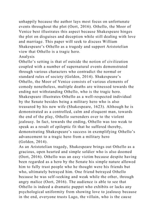 Running head TRAGEDY IN SHAKESPEARE’S OTHELLO .docx